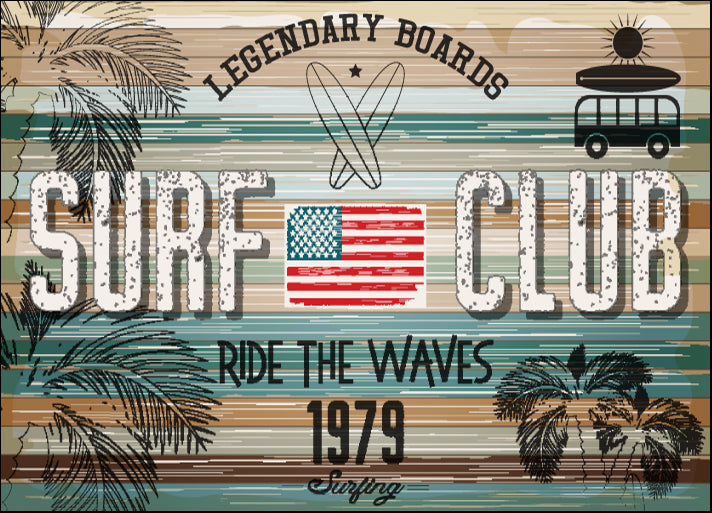 202623691 Vintage Surf Club Poster, available in multiple sizes — Chamton